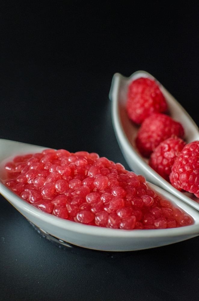 Lychee Cocktail with Raspberry Caviar (Caviar Cocktail) - The Flavor Bender