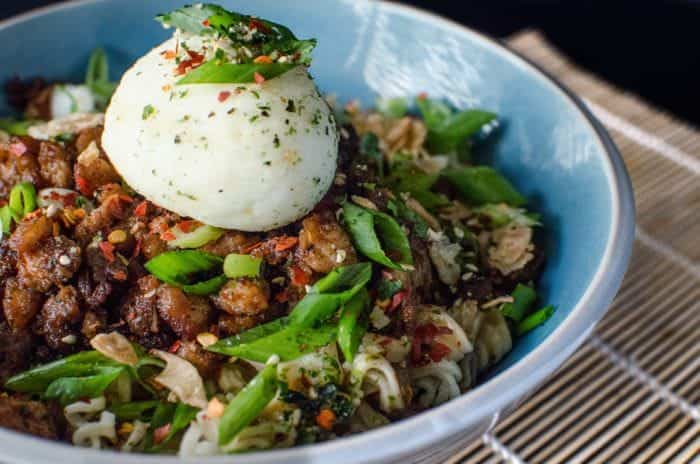 Pork Loco Moco Mazemen (Spicy Pork Ramen) - The Flavor Bender