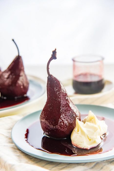 Red Wine Poached Pears - The Flavor Bender
