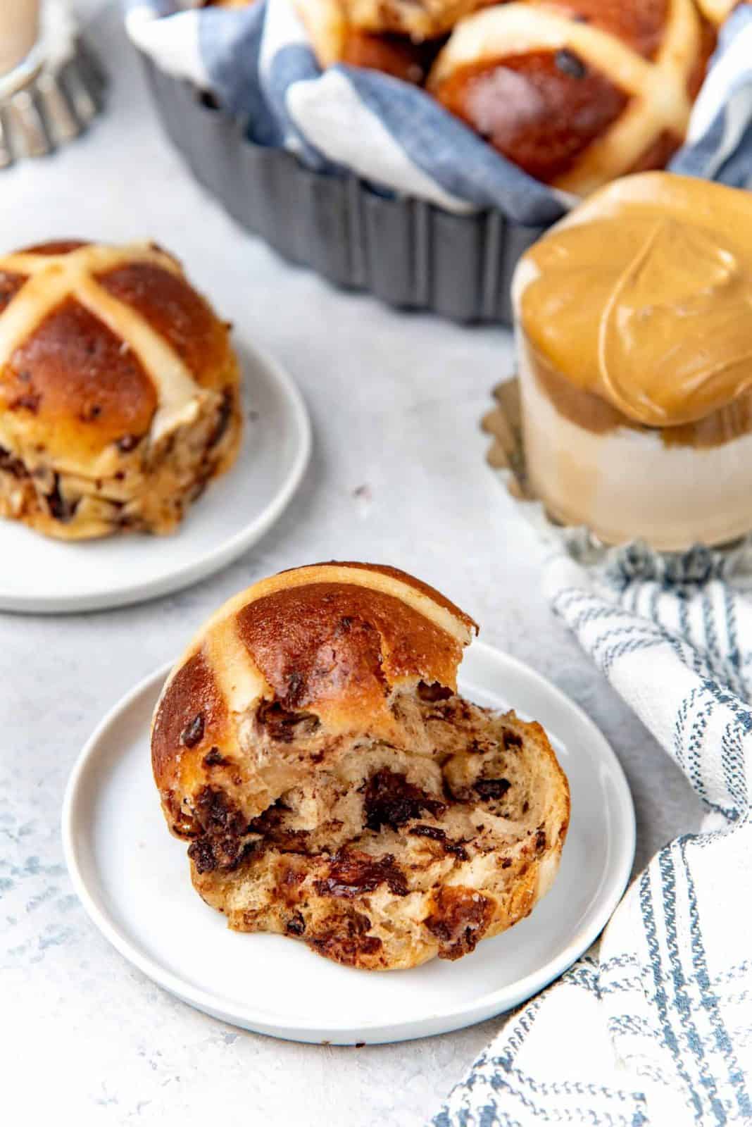 Chocolate Chip Hot Cross Buns - The Flavor Bender