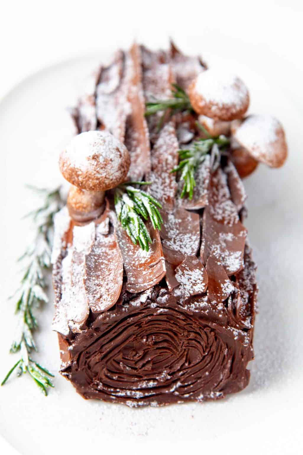 Bûche de Noël (Yule Log Cake) - The Flavor Bender