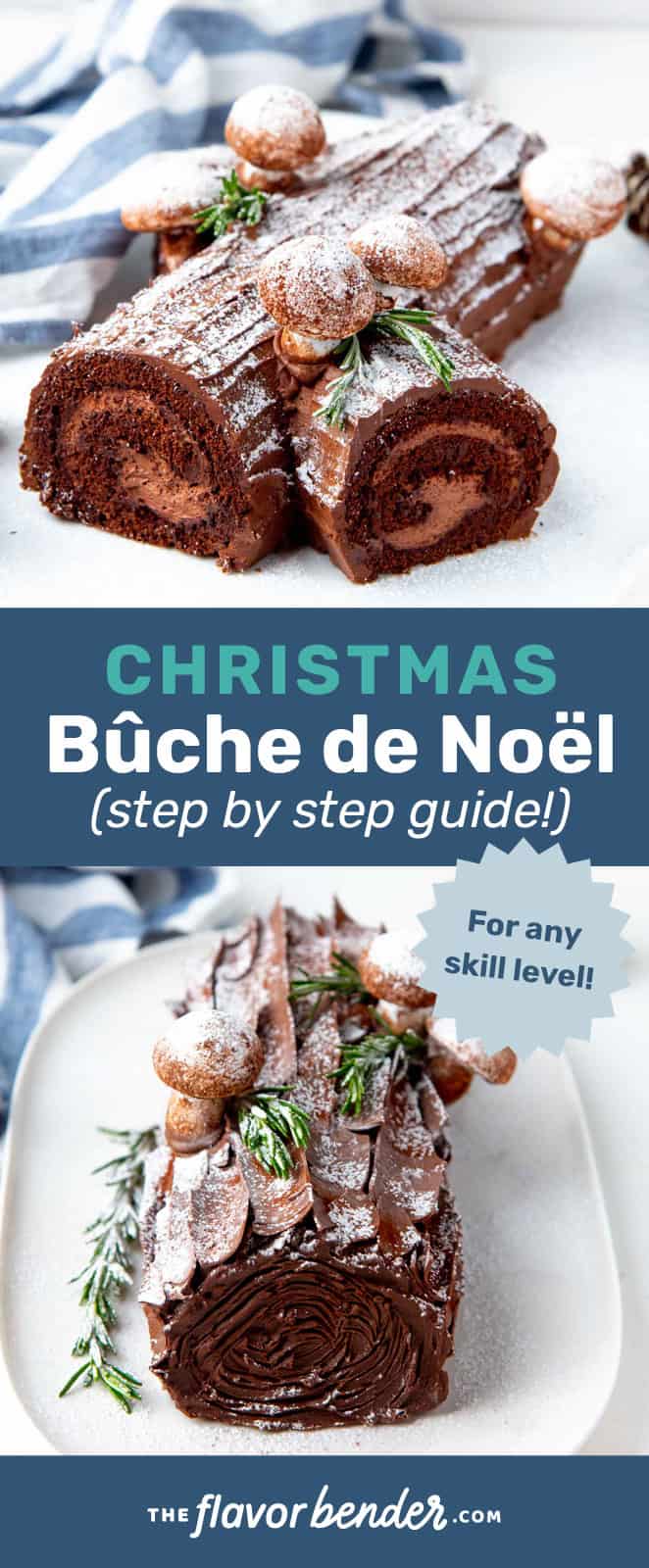 Bûche de Noël (Yule Log Cake) - The Flavor Bender
