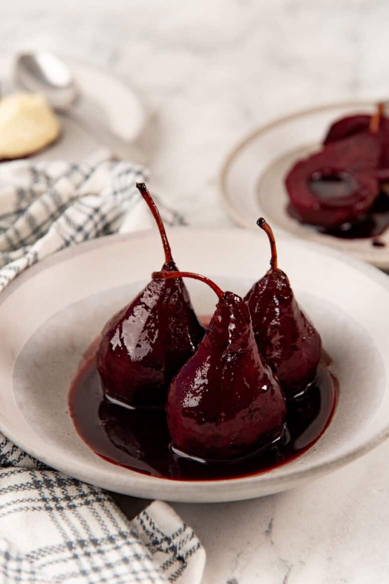 The Best Red Wine Poached Pears - The Flavor Bender
